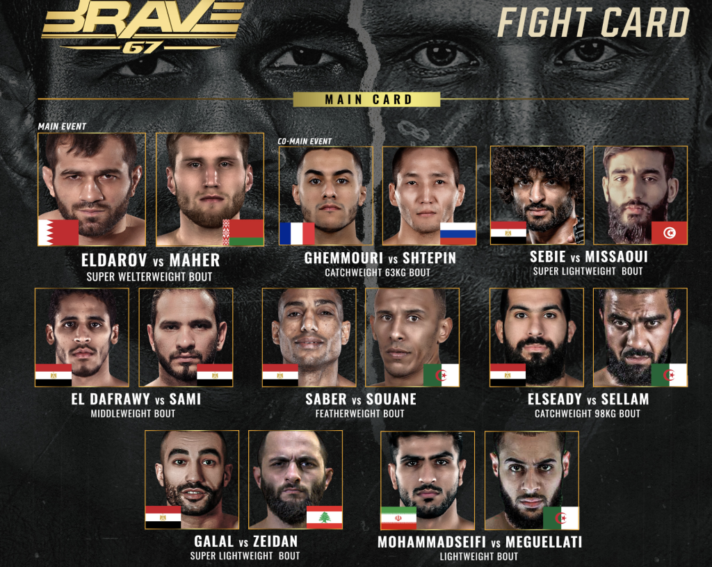 BRAVE CF 67 FIGHT CARD - ArabsMMA