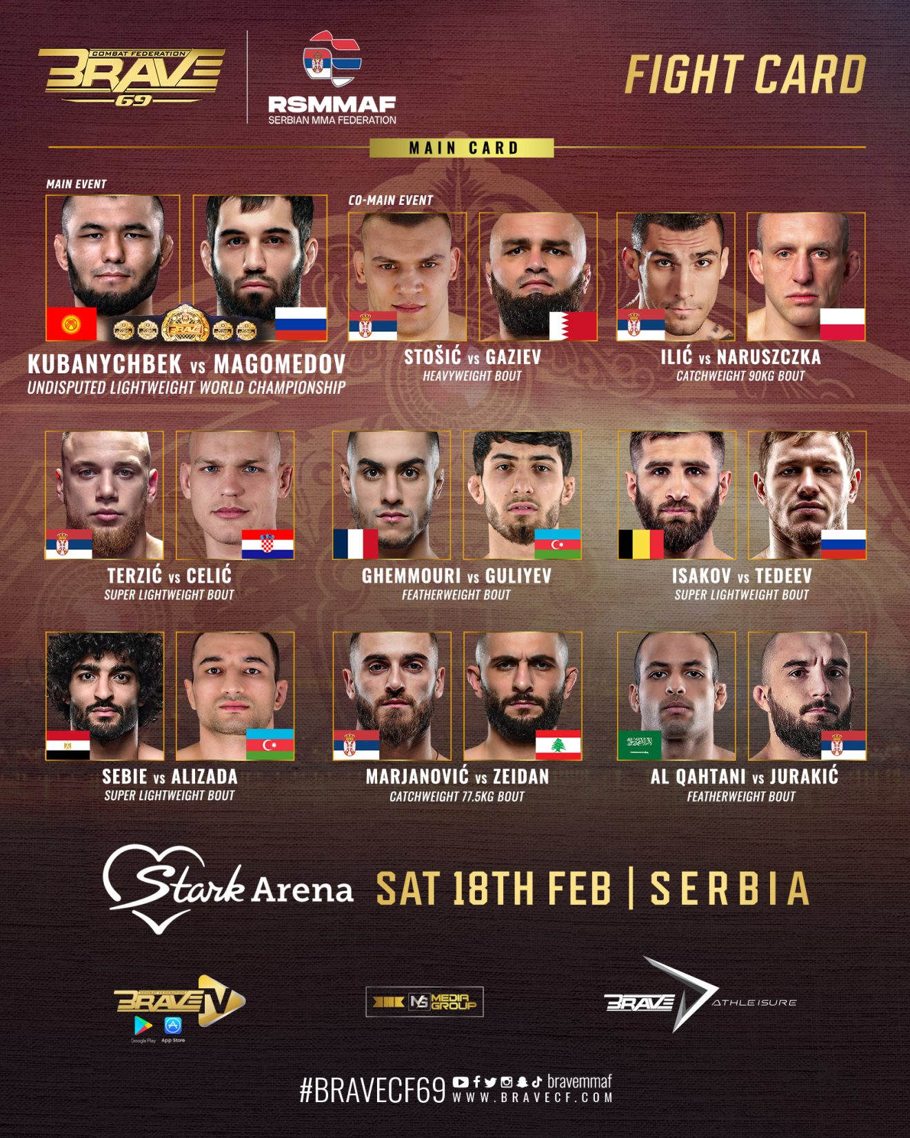 BRAVE CF 69: truly global fight card announced with 12 nations ...